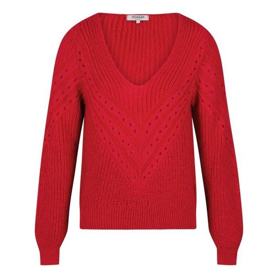 Pull col V MORGAN rouge Rouge - Cdiscount Prêt-à-Porter