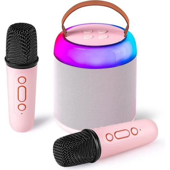Mini machine de karaoké enceinte bluetooth portable, avec 2 microphones ...