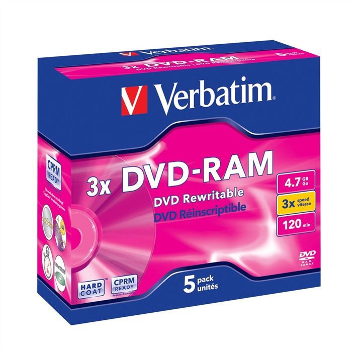 Verbatim DVD-RAM 3x 4.7 Go (5) - Cdiscount Informatique