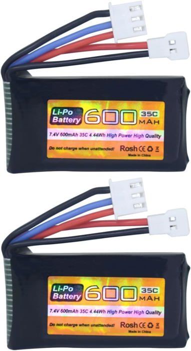 Batteries LiPo - YUNIQUE FRANCE - 7.4V 600mAh 35C 2S - Prise Molex ...