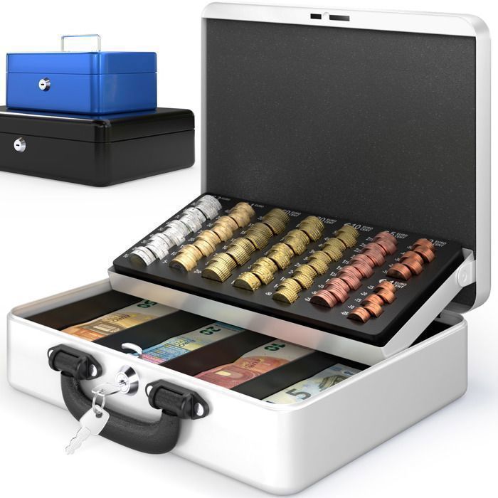 ACROPAQ Caisse monnaie Professionnelle 30x25x9cm- Coffret Monnaie Acier ...