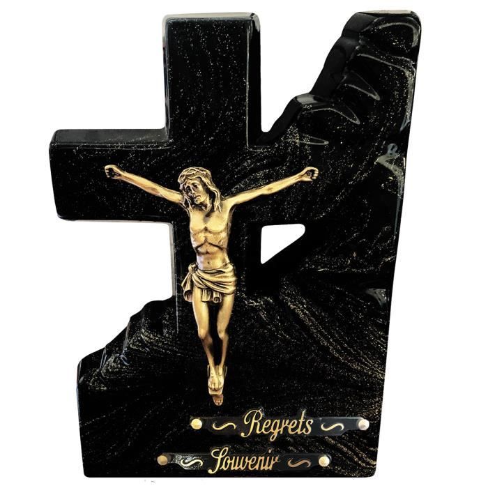 Croix Funéraire en Pierre avec Christ En Bronze - Cdiscount Au quotidien
