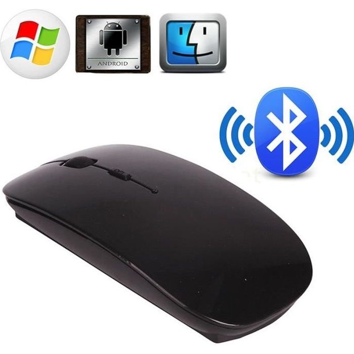 Souris Bluetooth Sans fil Noir Mouse Mic Windows 7-8 Android Macbook ...