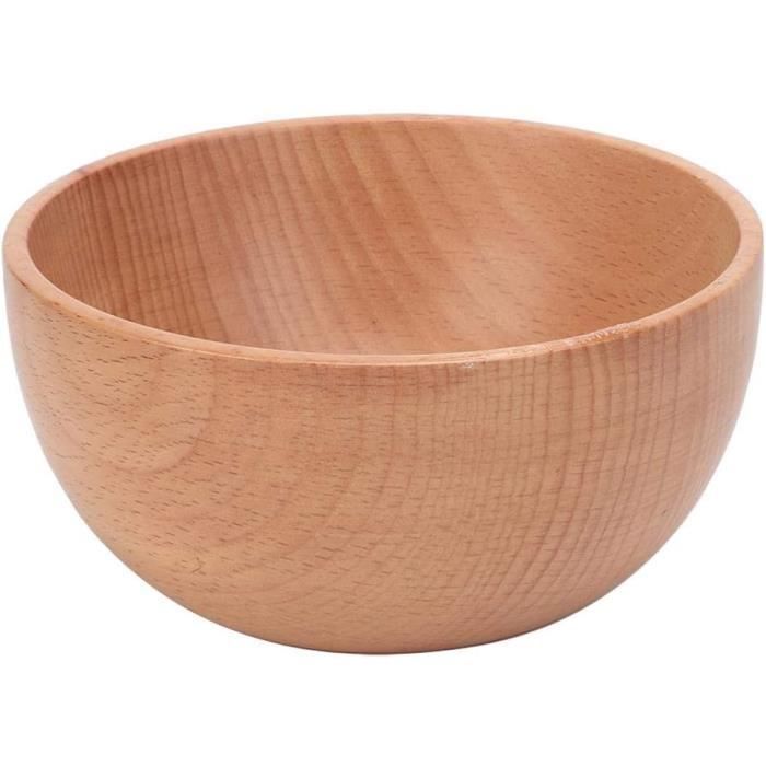 Bol en bois, bol en bois rond récipient de nourriture riz soupe salade ...