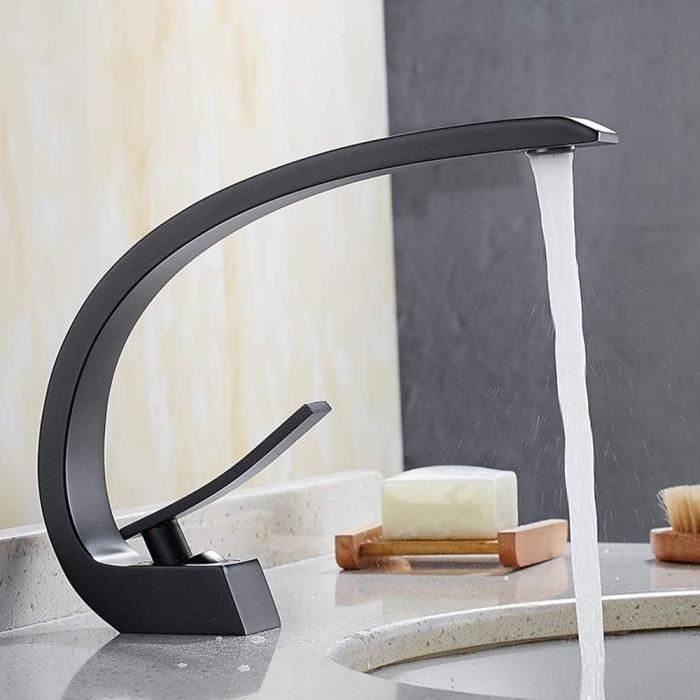 Robinet Évier Vasque Monotrou Élégant Mitigeur Lavabo Cascade Arciforme ...