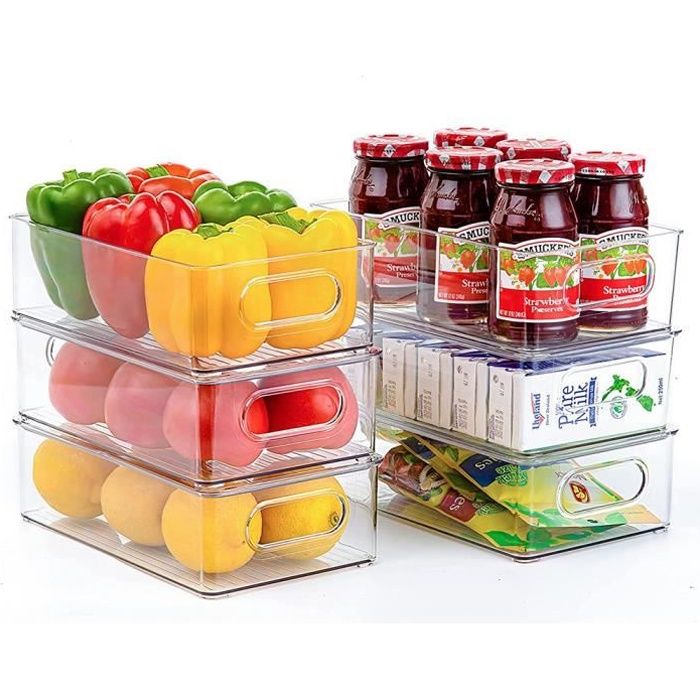ELIFUZHG Frigo Lot de 6,Transparent Empilable Boite Rangement - Frigo ...