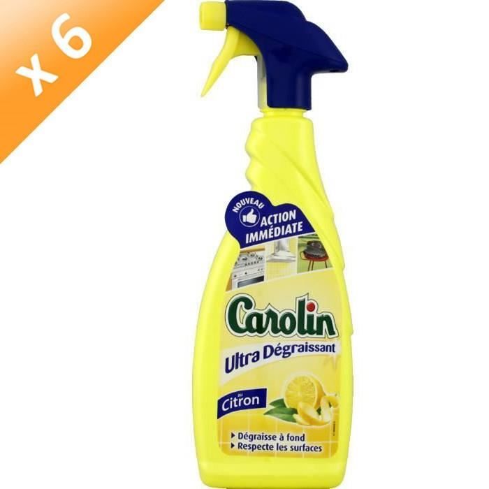 CAROLIN Lot de 6 produits dégraissant au citron - Spray de 650 ml ...