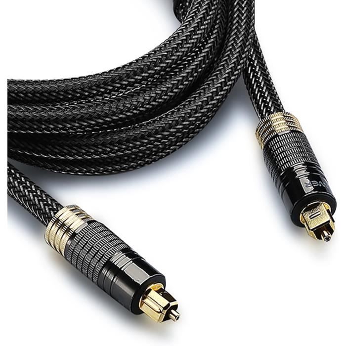 Câble Optique Audio Toslink 3M - Cordon Fibre Optique Audio Plaqué Or ...