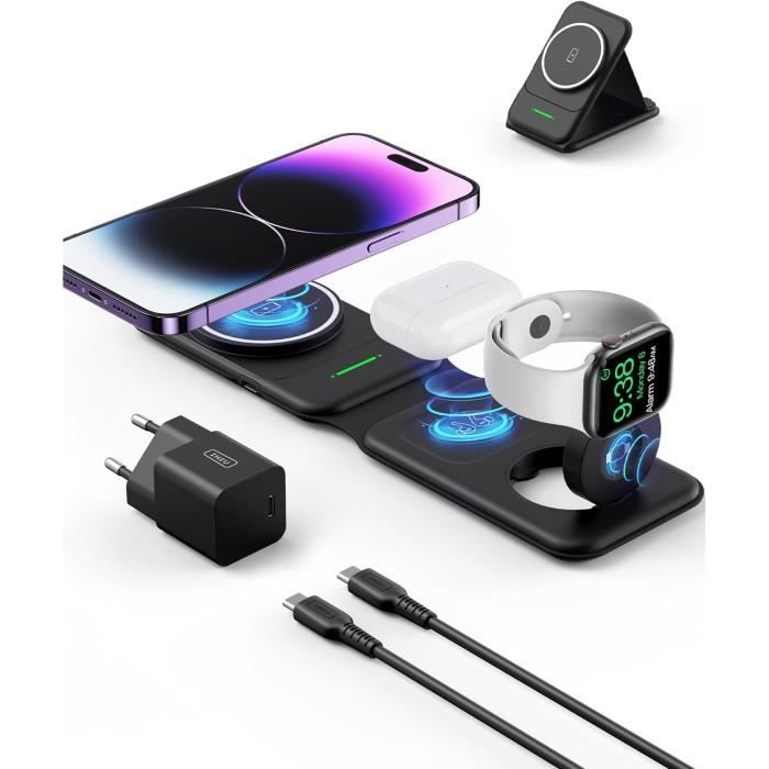 3 En 1 Chargeur Sans Fil, 15W Chargeur Induction Wireless Charge Stand ...