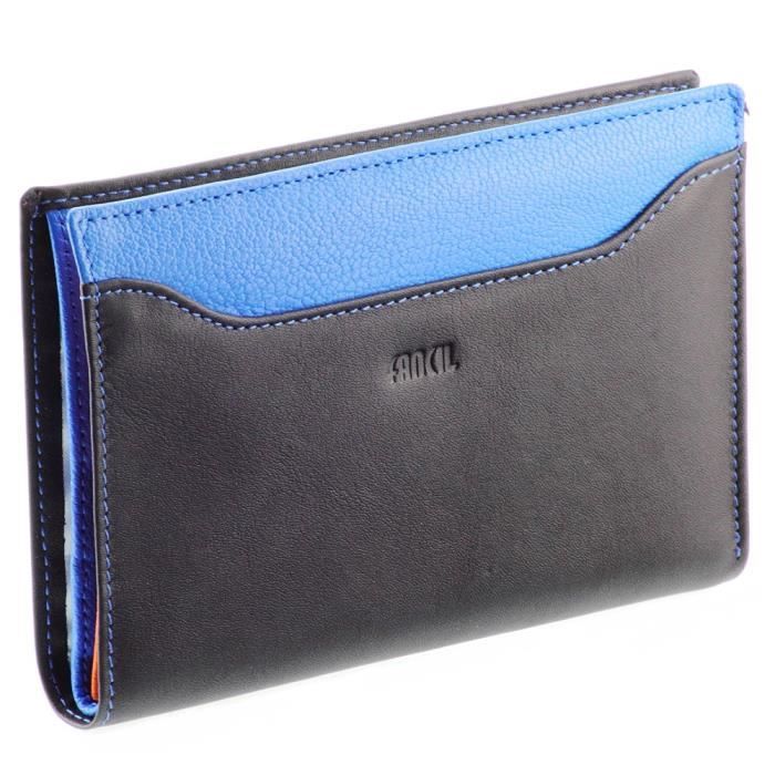 FANCIL - Portefeuille cuir Noir-Bleu N1545 - Po… Bleu, Violet, Rouge ...