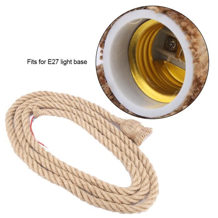 MSA 1.5M E27 85-265V Rétro Vintage Suspension Lampe Corde De Chanvre ...