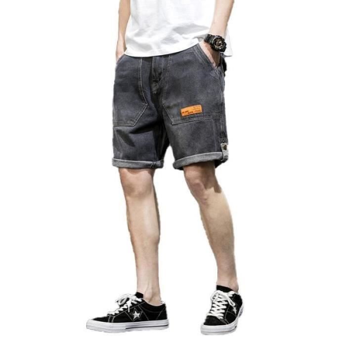 Short Cargo en Jean Bleu pour Homme - Streetwear Été - Baggy - Mélange ...