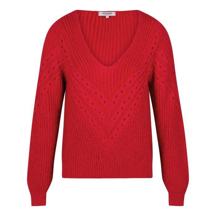 Pull col V MORGAN rouge Rouge - Cdiscount Prêt-à-Porter