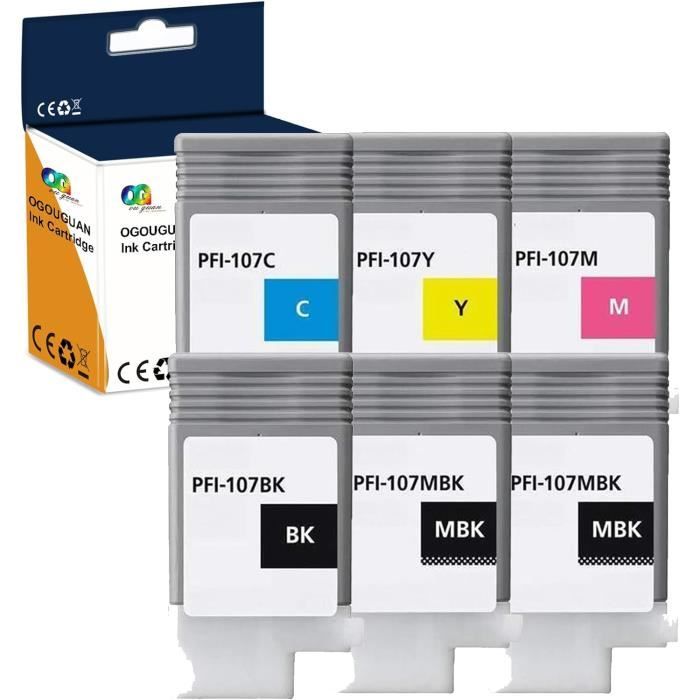 OGOUGUAN PFI-107 Cartouches d'encre pfi-107 Compatibles avec Canon Image PROGRAF IPF 670 IPF 680 ...