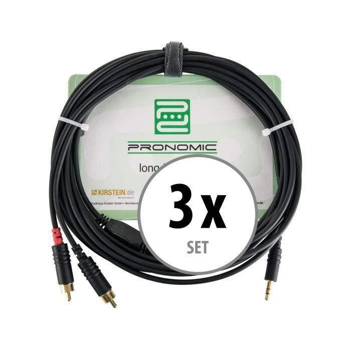 Set de 3 Pronomic Stage J3RC-6m câble audio 3,5mm stéréo jack-cinch 6 m ...