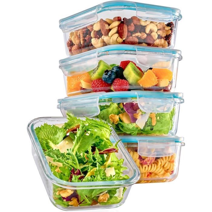 Boîte en Verre avec Couvercle - Conservation Alimentaire 1l - Lot de 4 ...