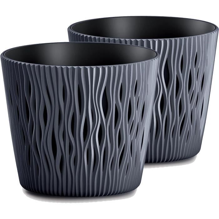 Pot De Fleurs, Lot De 2 (Anthracite, Ø 13 Cm)[H3366] - Cdiscount Jardin