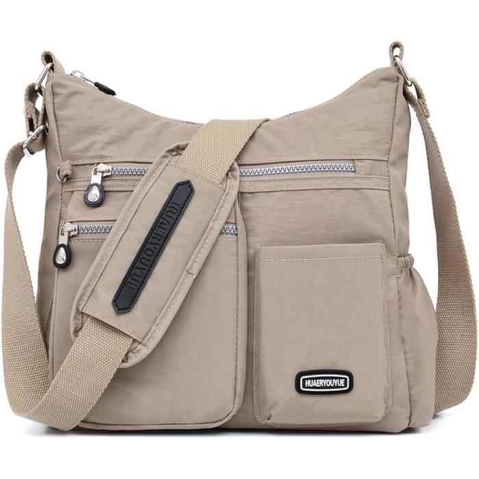 Sac Bandoulière Femme Grande Capacité Multi Poches Imperméable Nylon ...