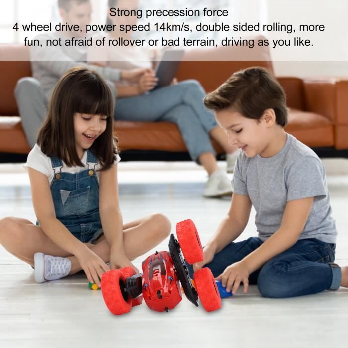 Voiture de cascade RC - VINGVO - Rouge - 4 roues motrices - 14 km/s - Télécommande 2.4GHz ...