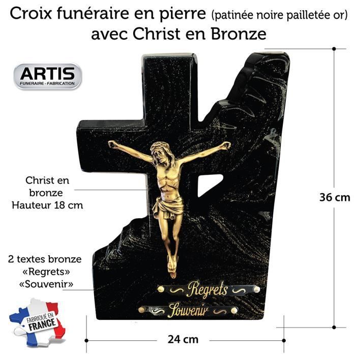 Croix Funéraire en Pierre avec Christ En Bronze - Cdiscount Au quotidien