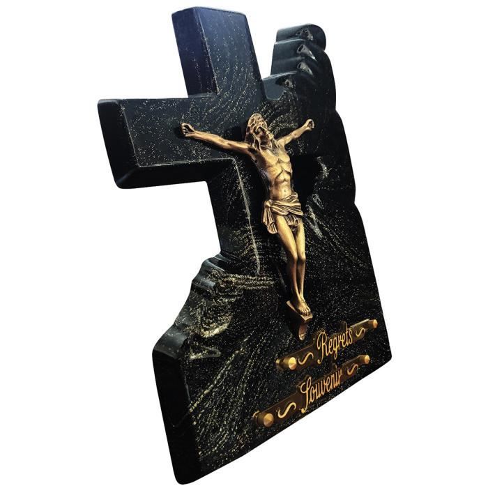 Croix Funéraire en Pierre avec Christ En Bronze - Cdiscount Au quotidien