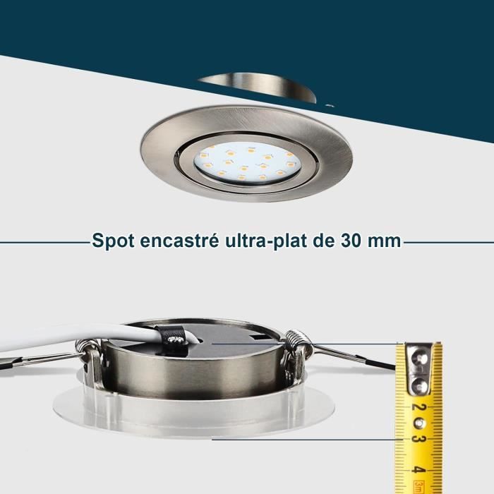 Spot LED Encastrable Plafond Orientable, 230V Encastrables Extra Plats Inox Brossé Éclairage ...