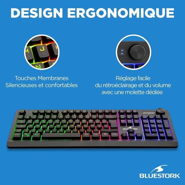 Pack Lumi - Pack Clavier Souris Sans Fil Rgb,Clavier Sans Fil Azerty ...