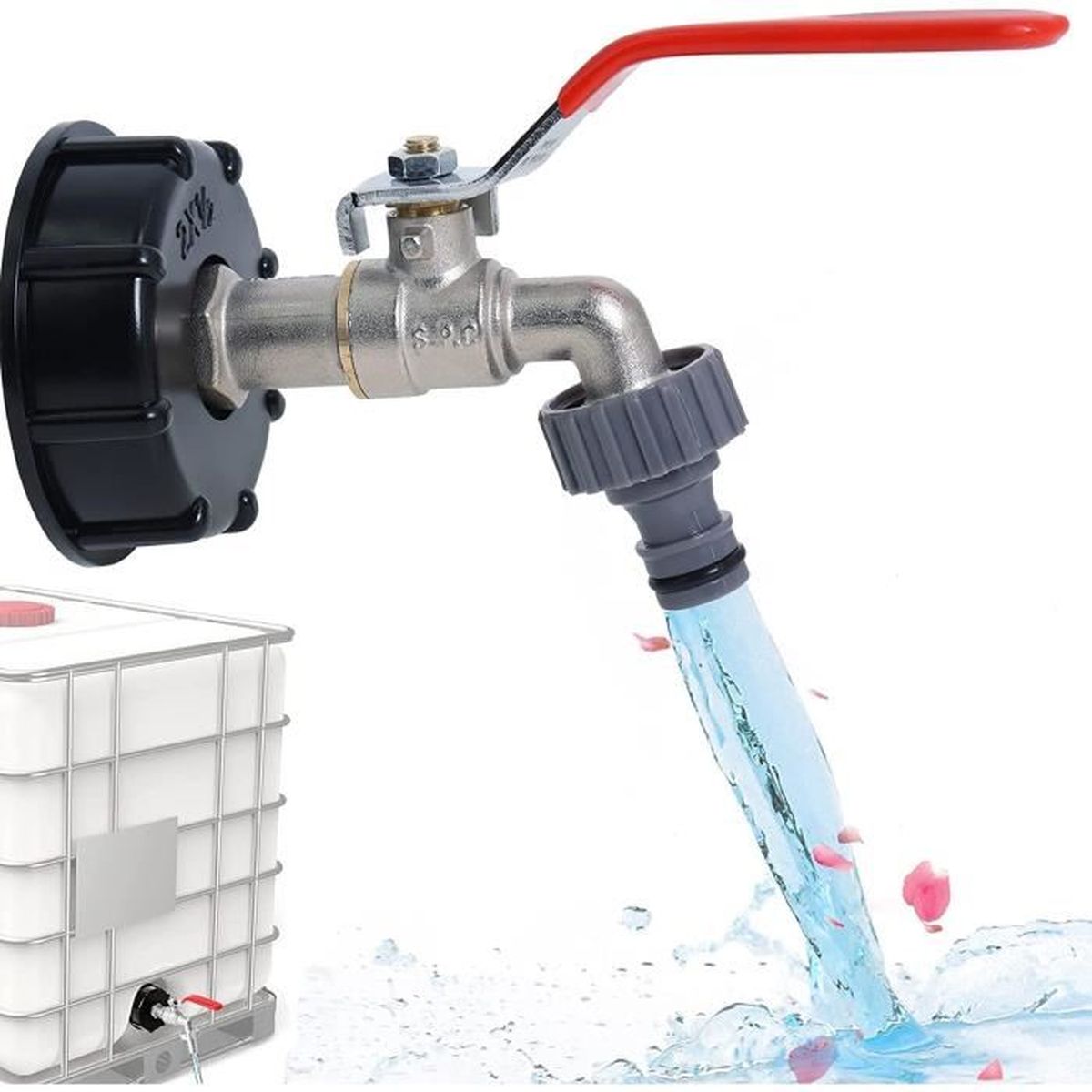 Robinet Cuve 1000L Plastique, IBC Raccord Robinet, Vanne Cuve Connecteur à Filetage 1/2 ...