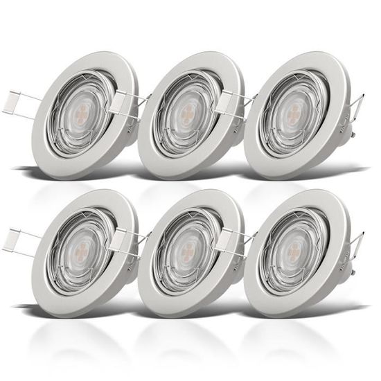 B.K.Licht Lot de 6 spots LED encastrables & orientables, dimmables sur 3 niveaux sans variateur ...