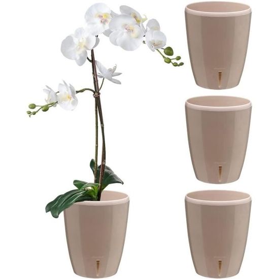 Lot De 4 Pots À Arrosage Automatique - Avec Système De Mèche Et Indicateur De Niveau D'Eau ...