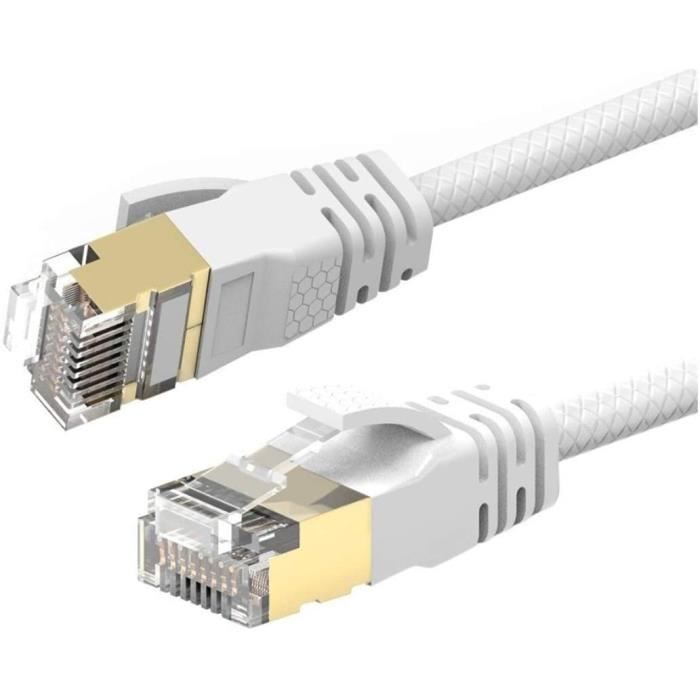 11m cat 7a câble de réseau ethernet ultra mince - vitesse jusqu'à 40gbs ...