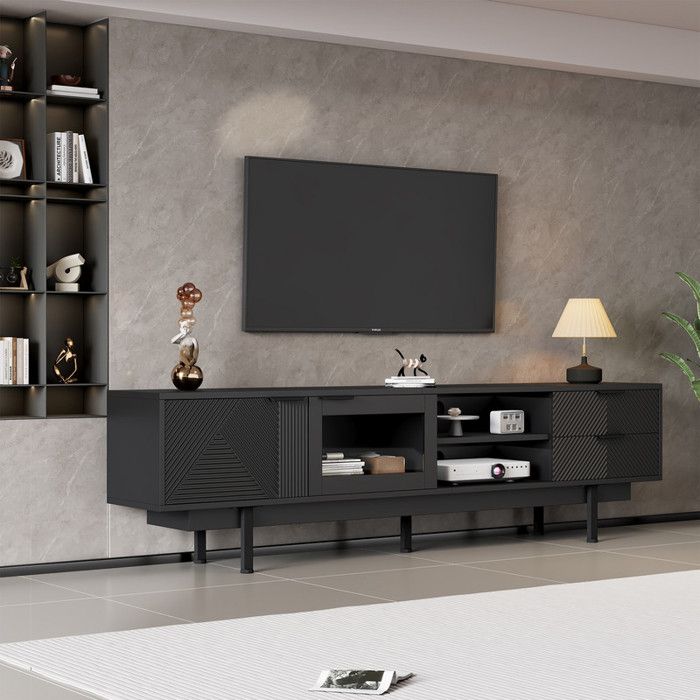 Meuble TV Simple et Moderne, Buffet TV avec 2 Portes et 2 Tiroirs ...