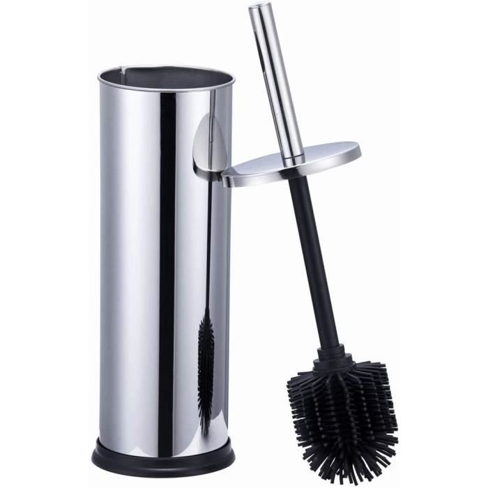 Dunn Top Porte-brosse WC en acier inoxydable avec brosse en silicone pour salle de bain-hôtel ...