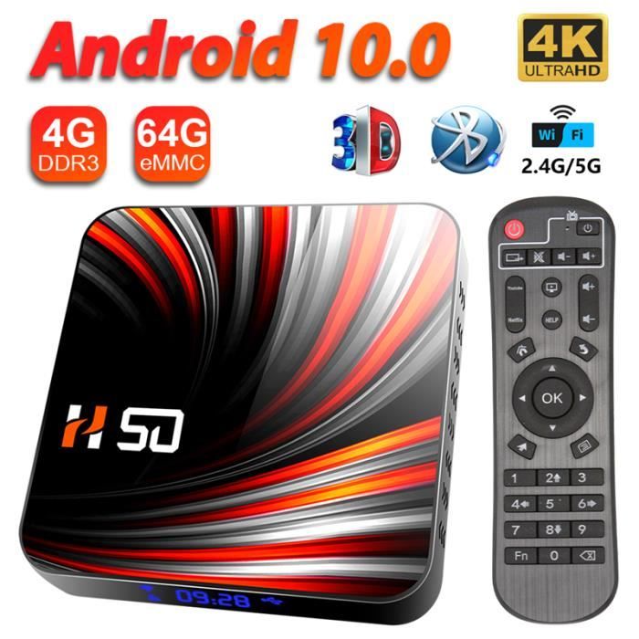 H50 Smart TV Box 4GB DDR3 64GB Emmc Android 10 RK3318 HD Lecteur Multimédia Décodeur TV Box 4K ...