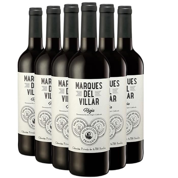 Rioja Rouge 2020 - Lot de 6x75cl - Marques Del Villar - Vin D.O.C Rouge ...