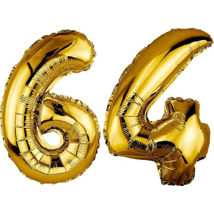 Ballon Gonflable Doré 82 Cm Pour Anniversaire, Fête, Mariage (Numéro 64 ...