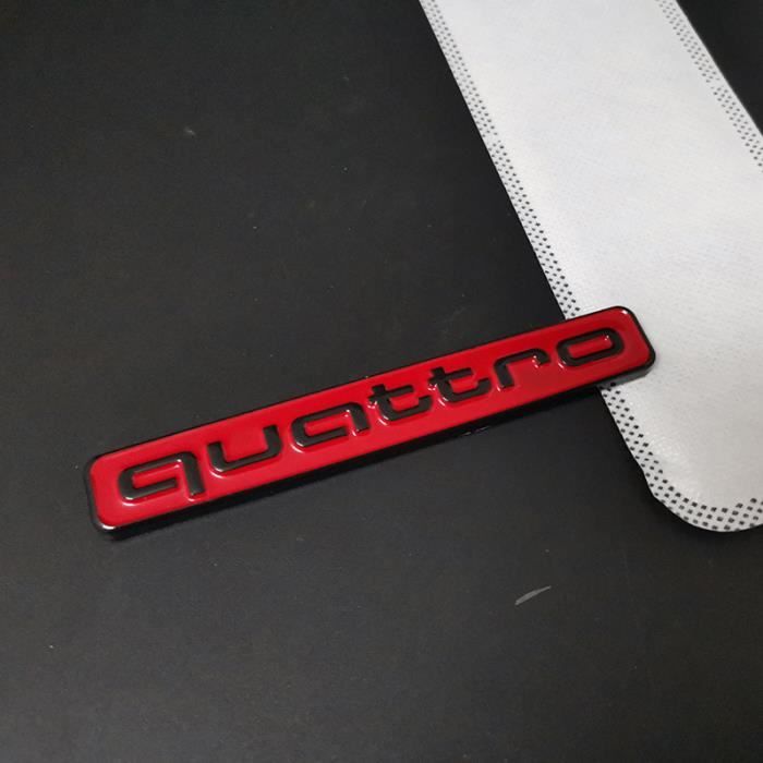 AUDI QUATTRO LOGO Rouge STICKER 3D AUTOCOLLANT BADGE CHROME EMBLEME A3 ...