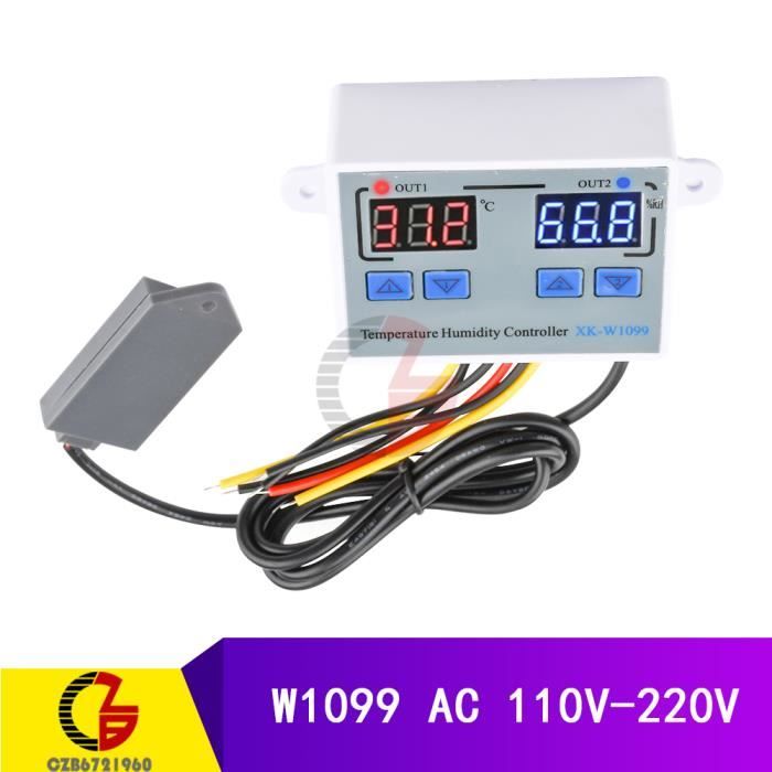 W1099 AC 110-220V - Contrôleur numérique de température et d'humidité, incubateur d'œufs ...