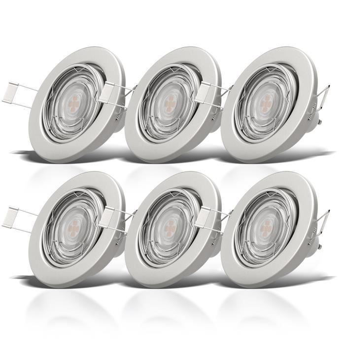 B.K.Licht Lot de 6 spots LED encastrables & orientables, dimmables sur 3 niveaux sans variateur ...