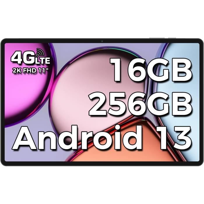 T50 Pro Android 13 Tablette Tactile 16Go Ram+256Go Rom(Tf 1To)11 Pouces Tablette Gaming, 4G Lte+ ...