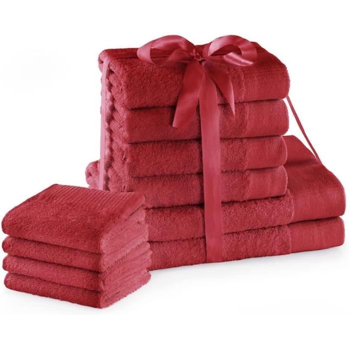 Ensemble De Serviettes De Toilette Rouge 4 Serviettes D'Invité 30 X 50 ...
