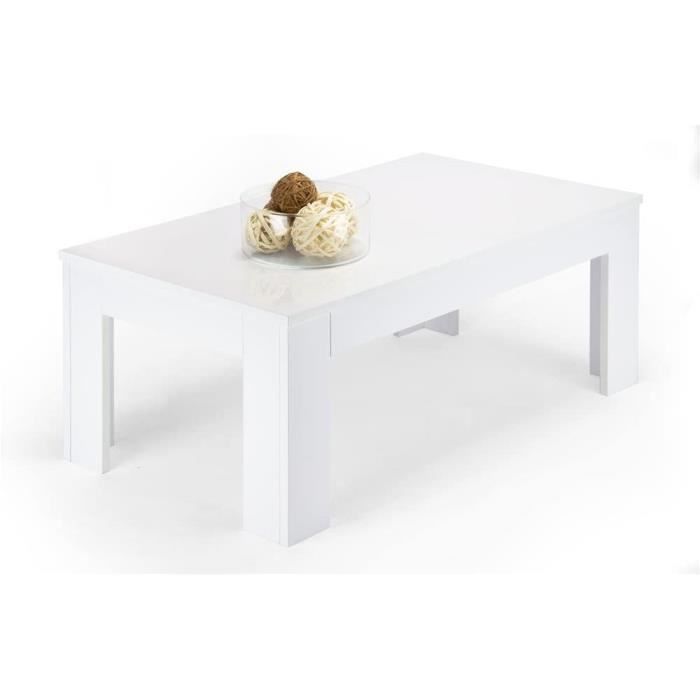 MOBILI R Table Basse Blanc Brillant Mod. Easy115 - Cdiscount Maison