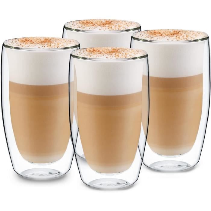 Verres À Latte Macchiato Design À Double Paroi (4 X 450 Ml) Tasses À ...