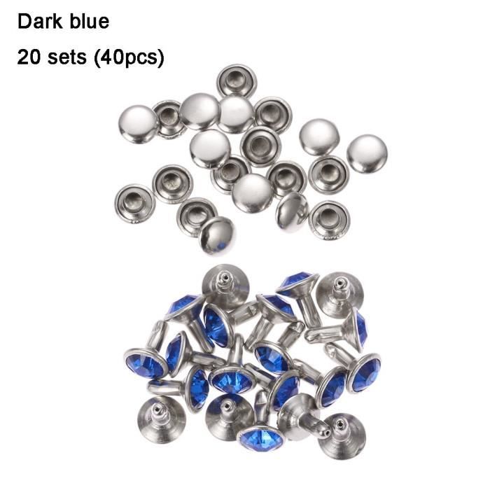 RIVET,bleu foncé--Perceuse à ongles, 20 ensembles (40 pièces) de Rivets ...
