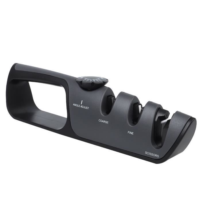 Gris foncé -Aiguisoir à Angle réglable,outil aiguisoir de couteaux 3 étapes ciseaux pierre à ...