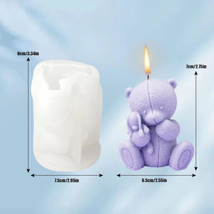 Moule en silicone 3D en forme d'ours en peluche - Moule à bougie DIY ...