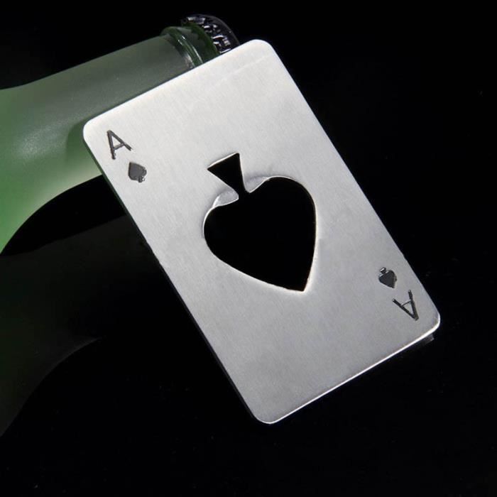Stainless Steel Poker Cartes Spades A Soda Beer Bottle Opener - La cave ...