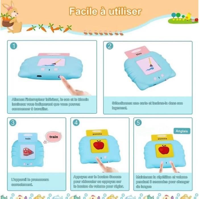 Cartes Flash parlantes pour Enfants, 112 Feuilles de 224 Mots, Jouets ...