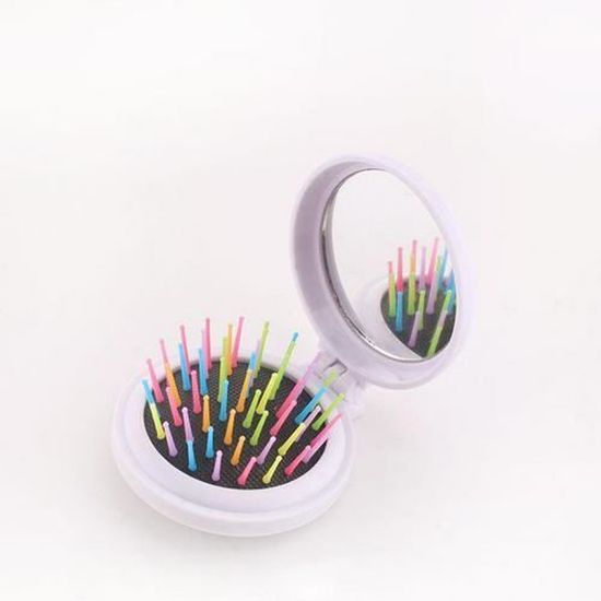 Blanc-Peigne Pliant Portable De Poche Rond, Mini Peigne Rond Pliant ...
