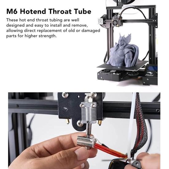 Tube De Gorge Hotend M6 10 Pièces M6 Hotend Tube De Gorge Connexion Directe Robuste En ...